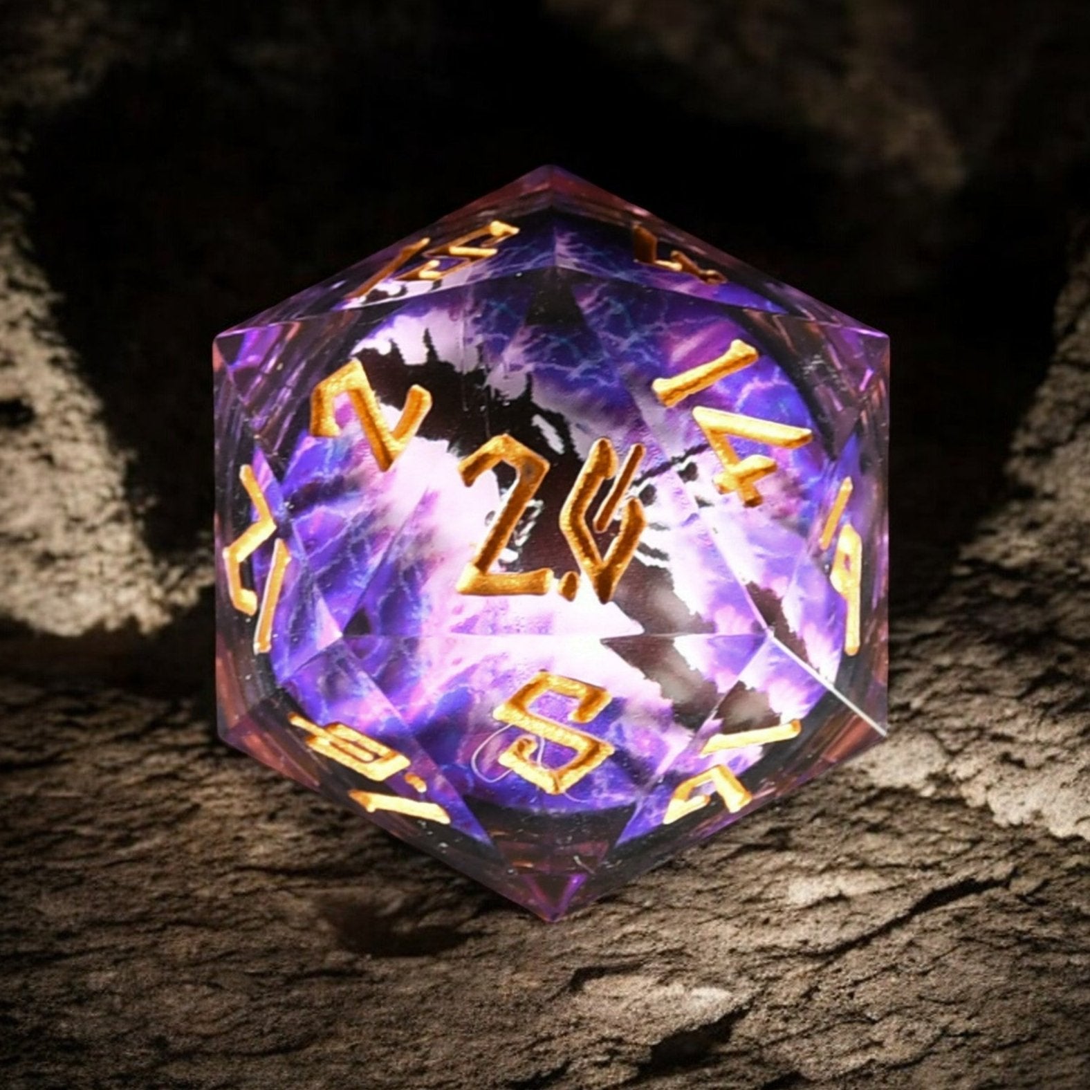 Enchanted Dragon Eye (Purple/Gold) Liquid Core 50mm D20 – TopDeck.gg Shop